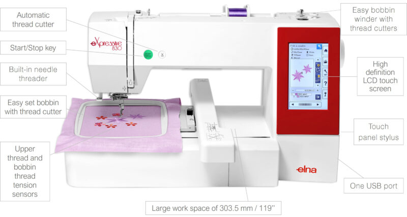 eXpressive 830L with 180 built-in embroidery designs and Extra-large ...